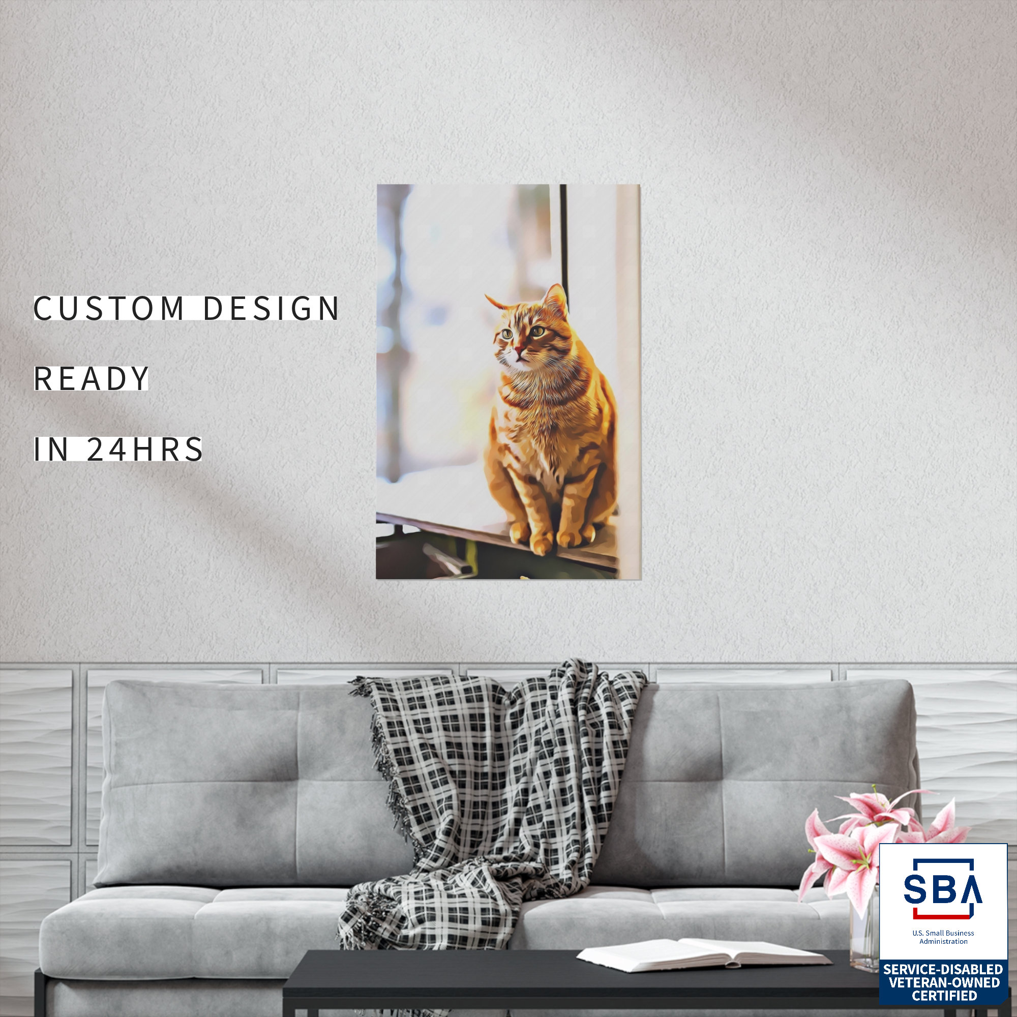 Custom Cat Poster Personalized Cartoon Kitten Photo Pet Wall Art My Pet ...