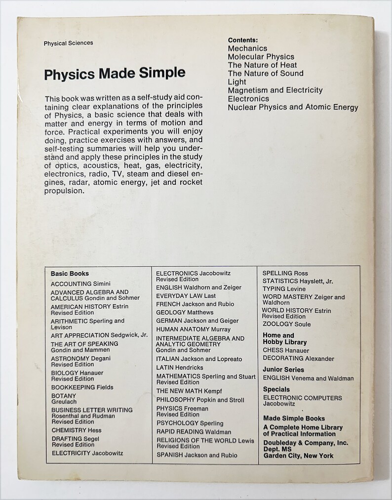 Physics Made Simple 1965 Vintage Book - Etsy