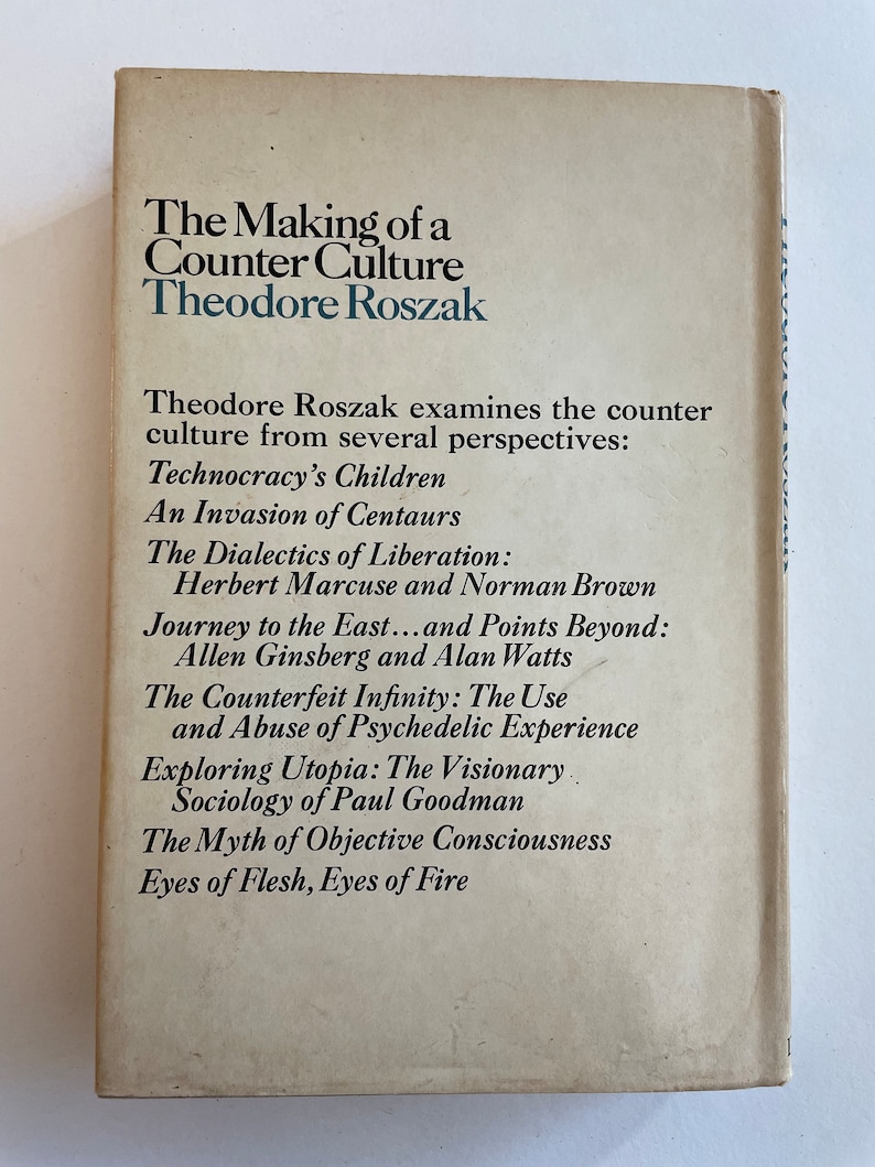 The Making of A Counter Culture by Theodore Roszak 1968 Vintage Book - Etsy