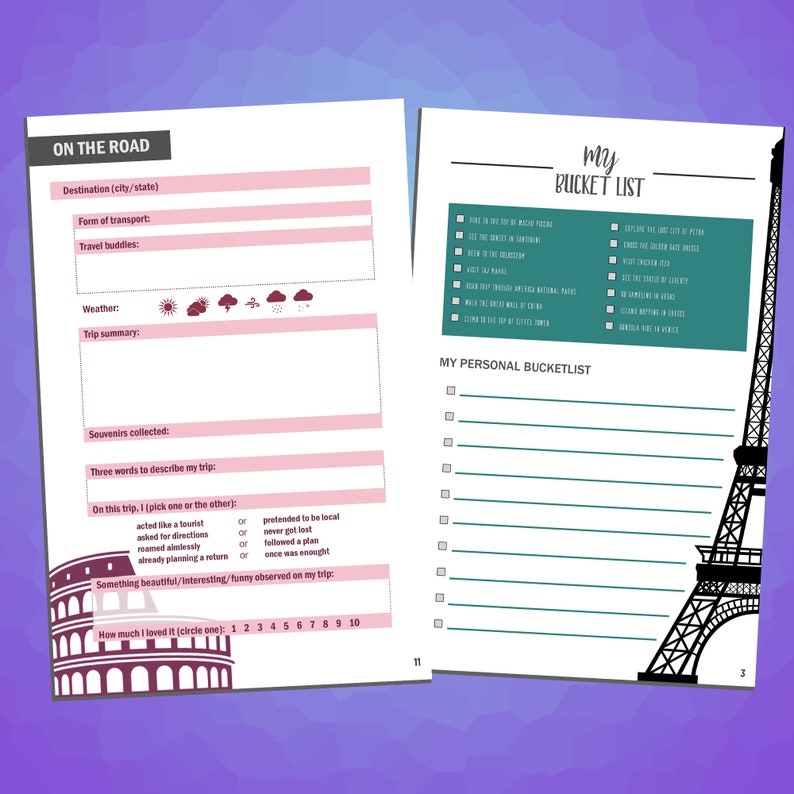 Travel Journal Printable, Instant Download, Productivity Planner ...