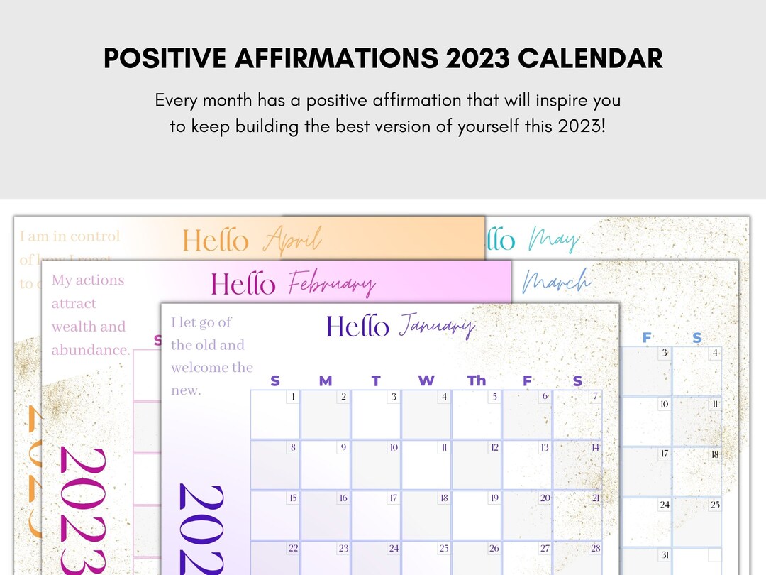 2023 Positive Affirmations Printable 365 Digital Printables Calendar ...