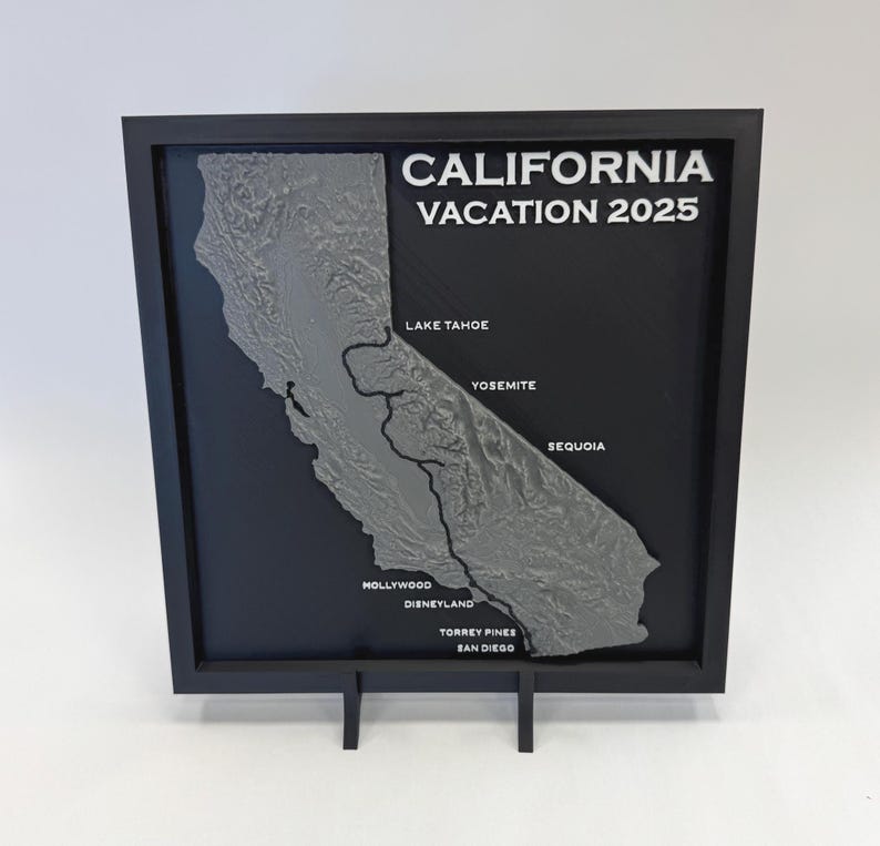 Custom 3D Topographical Vacation Route Map - Personalized Road Trip ...