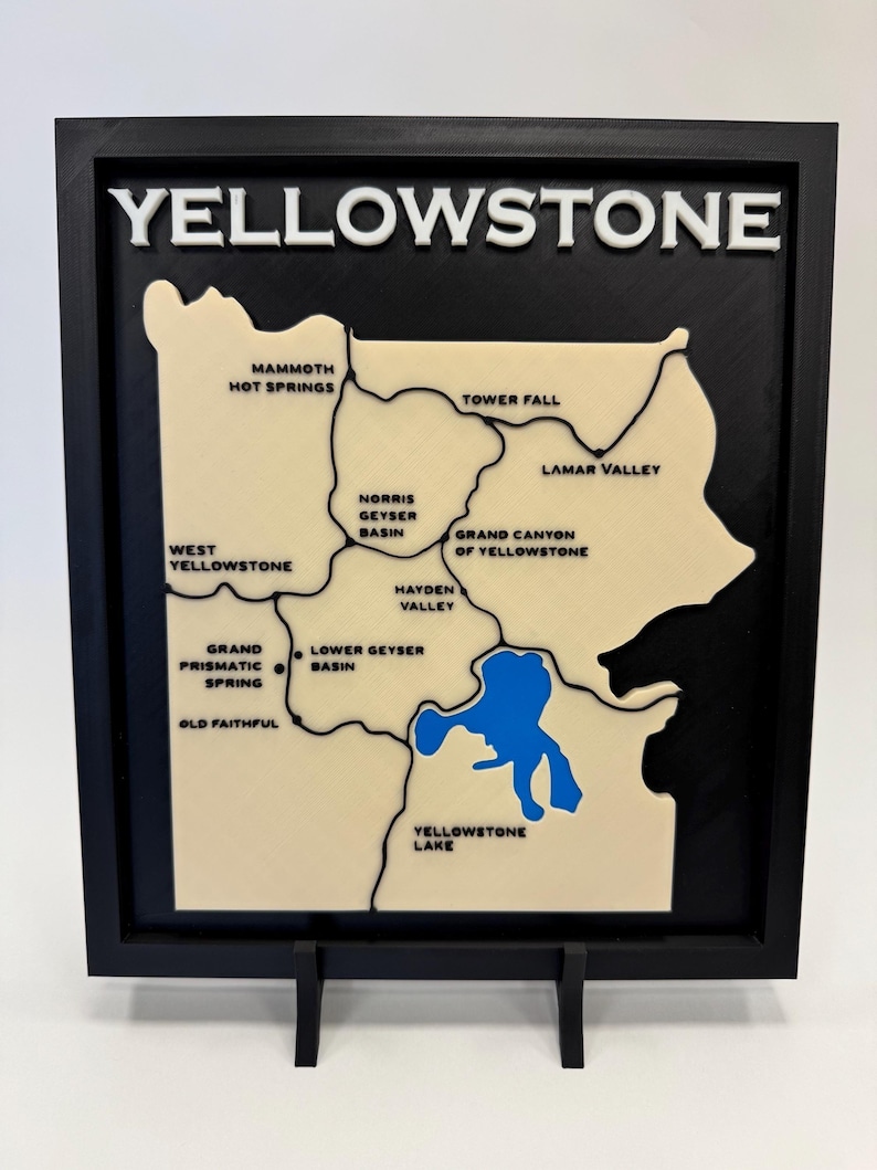Yellowstone National Park 3D Relief Map - Framed Topographic Wall Art ...