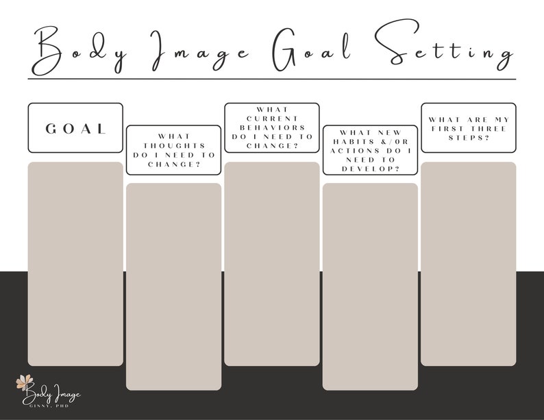Body Image Goal Setting Worksheet Set Your Body Image Goals and Meet ...