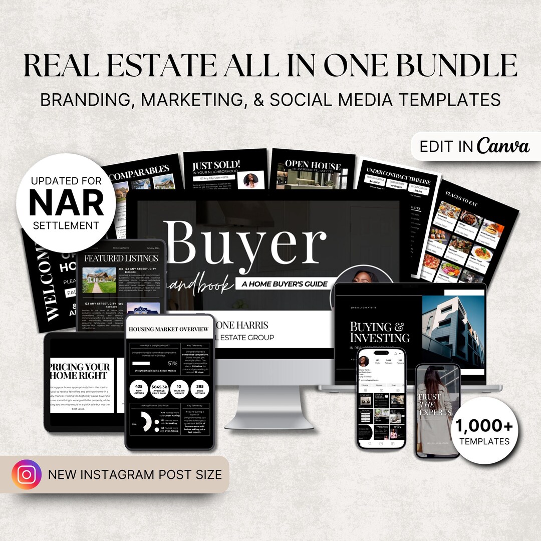 Real Estate All-in-one Branding Kit, Social Media Posts for Realtors ...