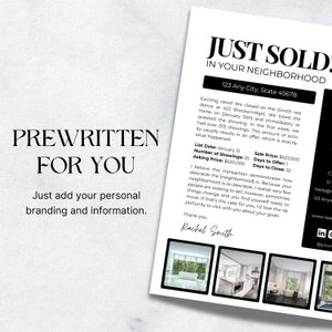 Real Estate Listing Letter Template, Just Sold Flyer, Real Estate ...