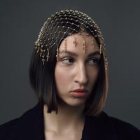 Golden Crystal Mesh Headpiece - Etsy