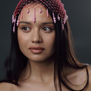 Black Beaded Mesh Headpiece Bridal Pearl Net Headpiece – Handmade ...