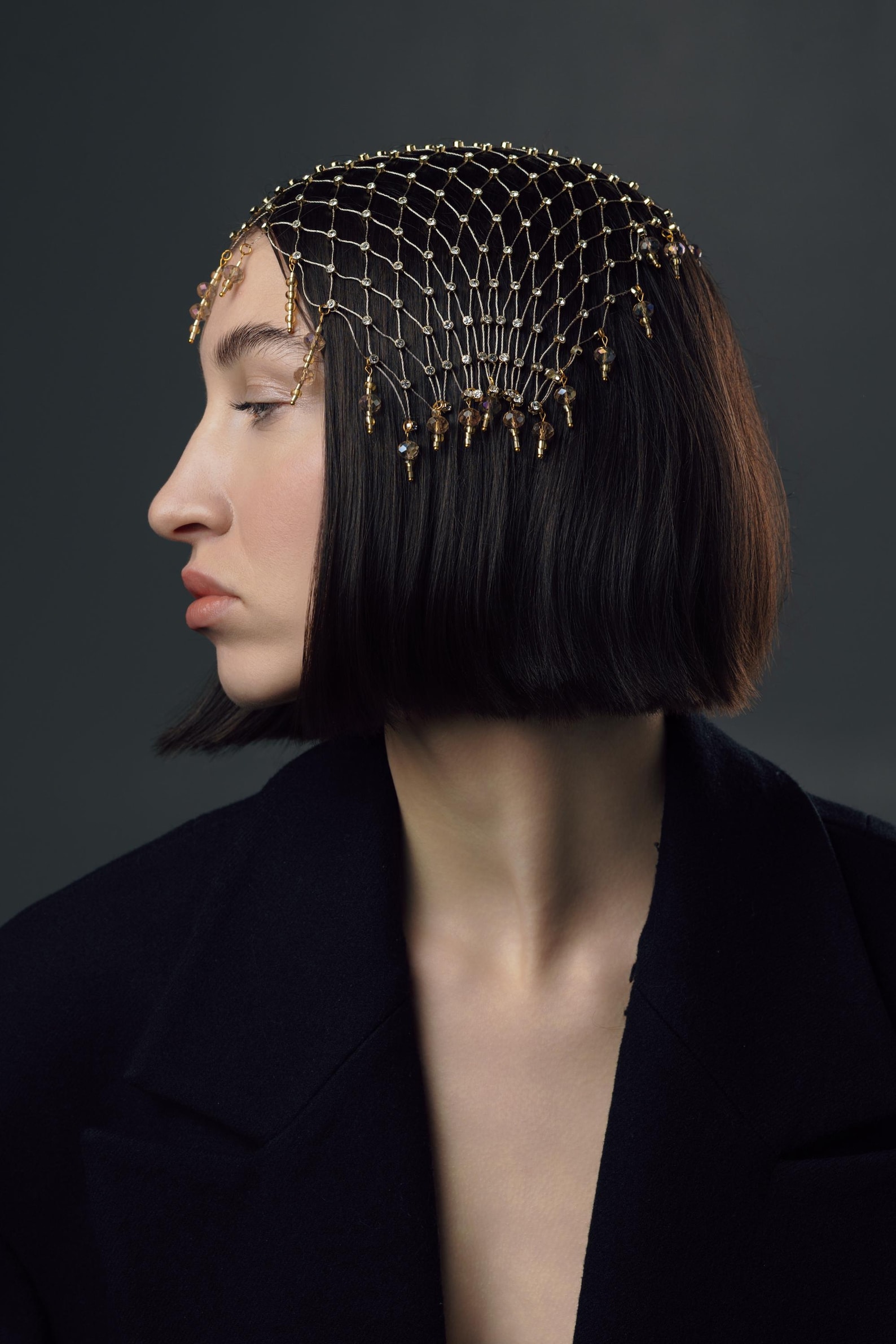Golden Crystal Mesh Headpiece - Etsy