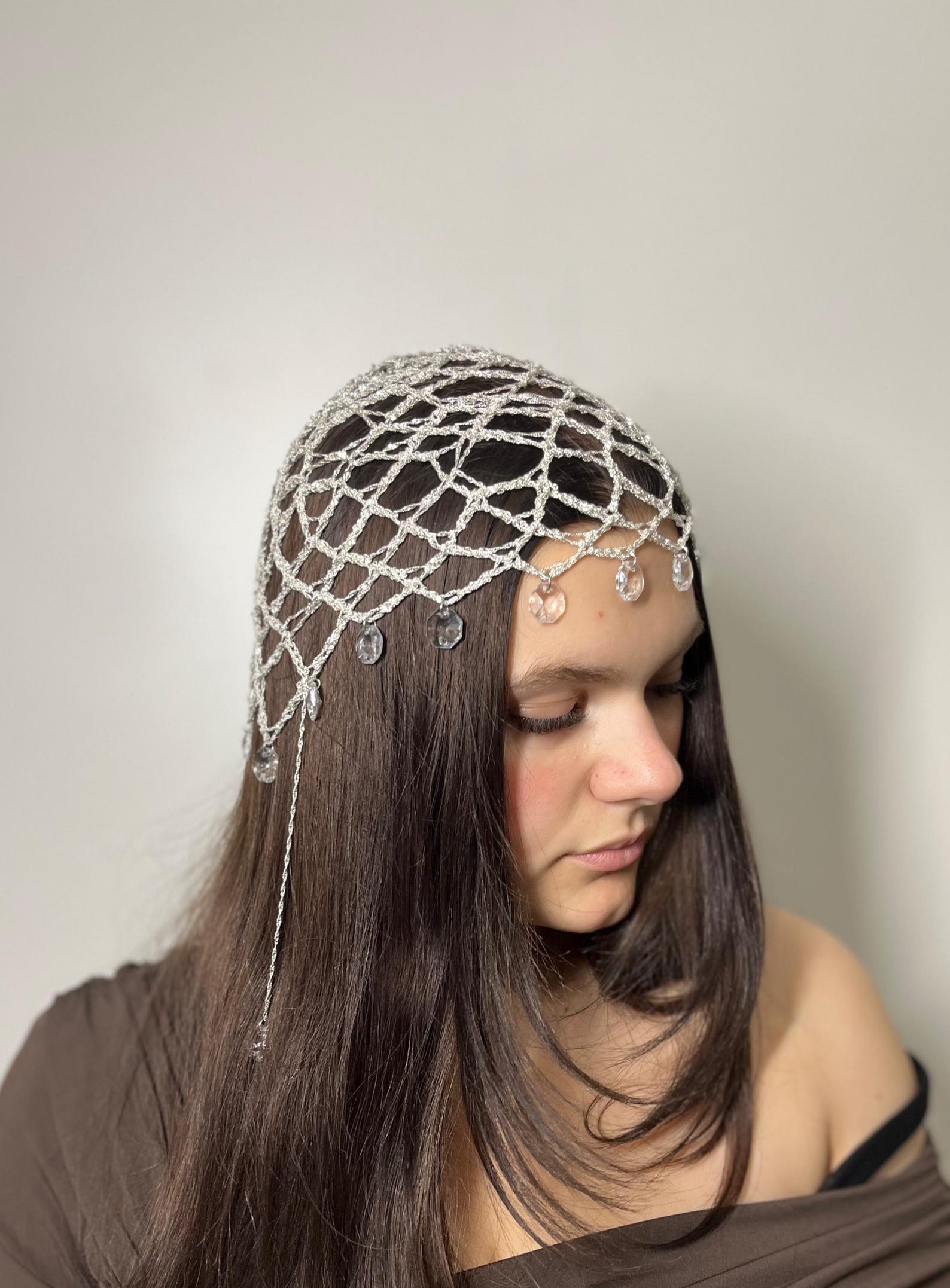 Bridal Cap, Gatsby Crystal Cap, Rhinestone Hair Net, Crystal Headpiece ...