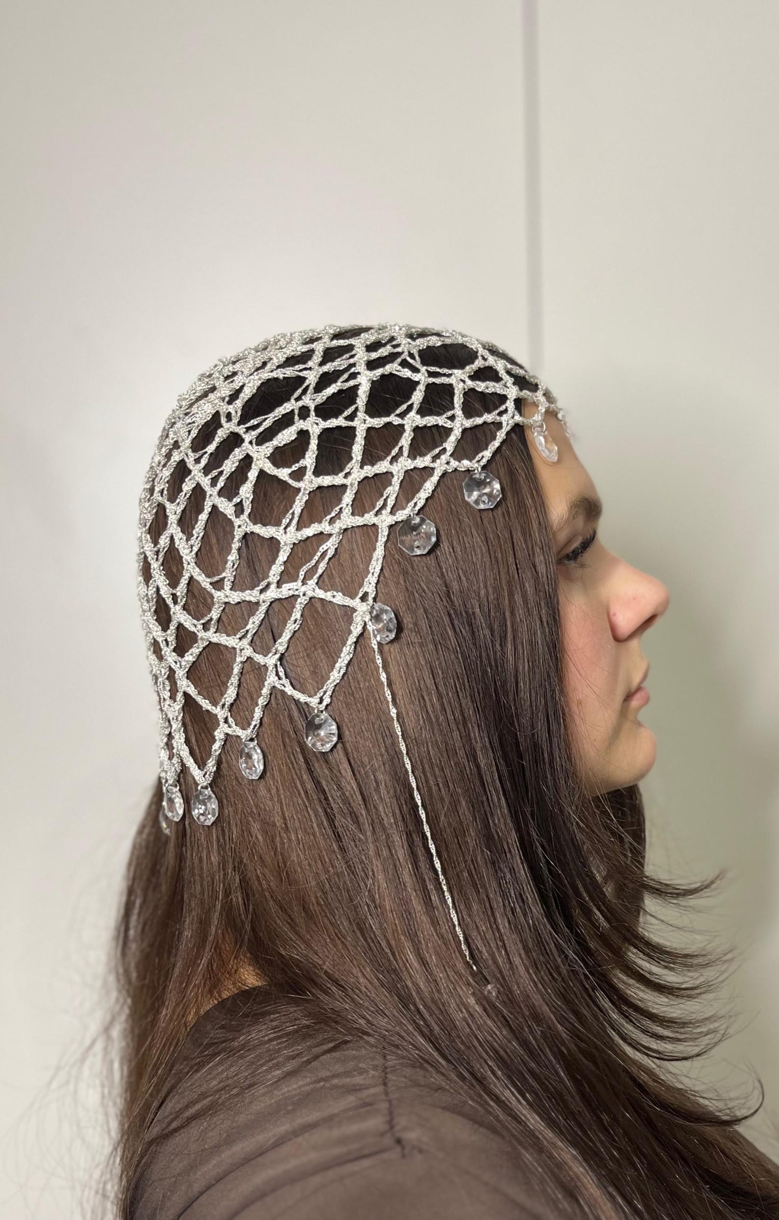 Bridal Cap, Gatsby Crystal Cap, Rhinestone Hair Net, Crystal Headpiece ...