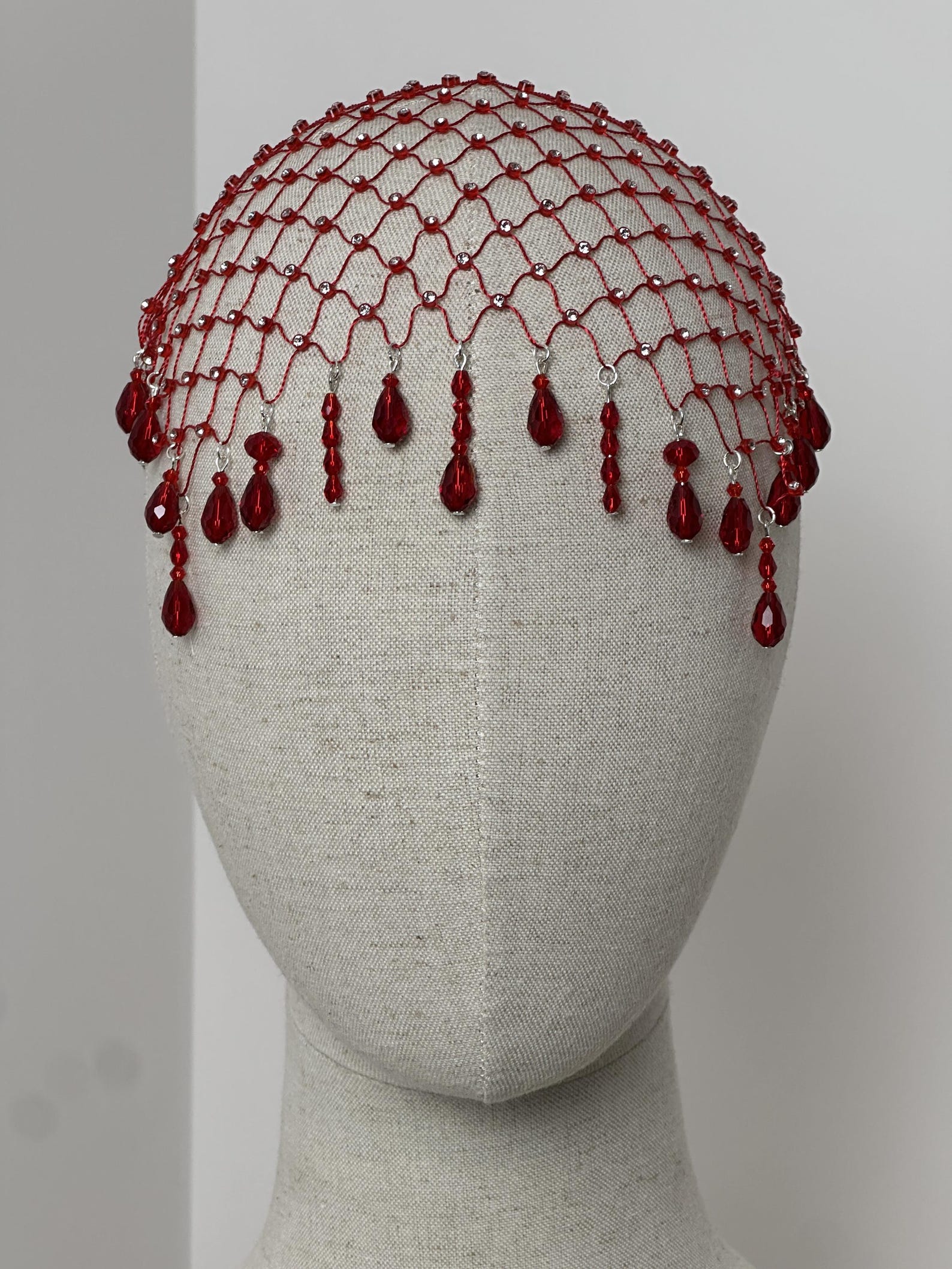 Black Beaded Mesh Headpiece Bridal Pearl Net Headpiece – Handmade ...