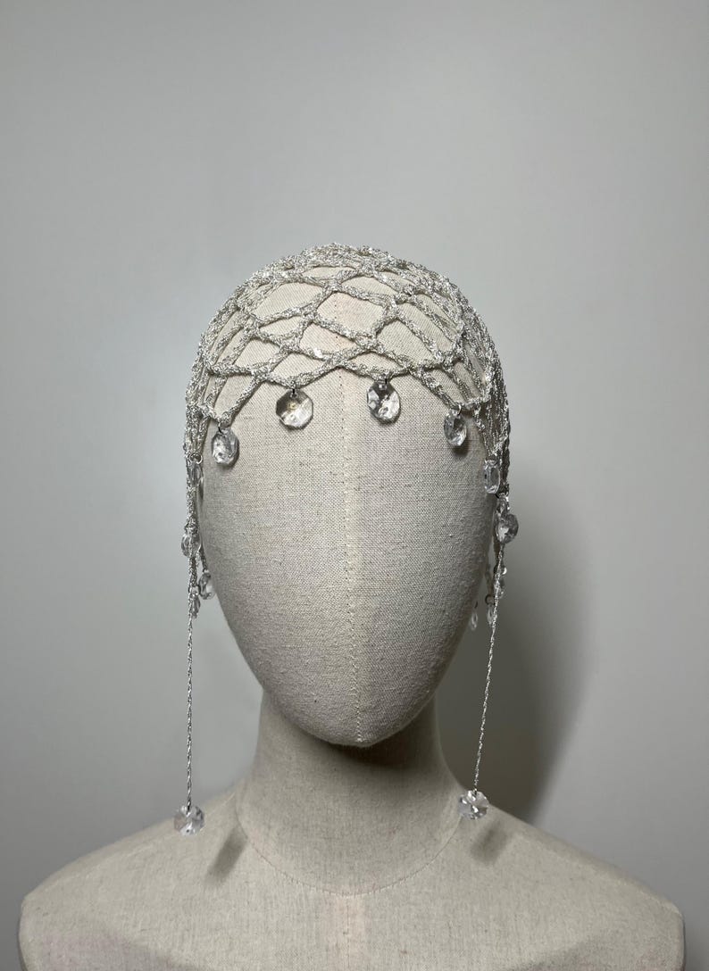Bridal Cap, Gatsby Crystal Cap, Rhinestone Hair Net, Crystal Headpiece ...