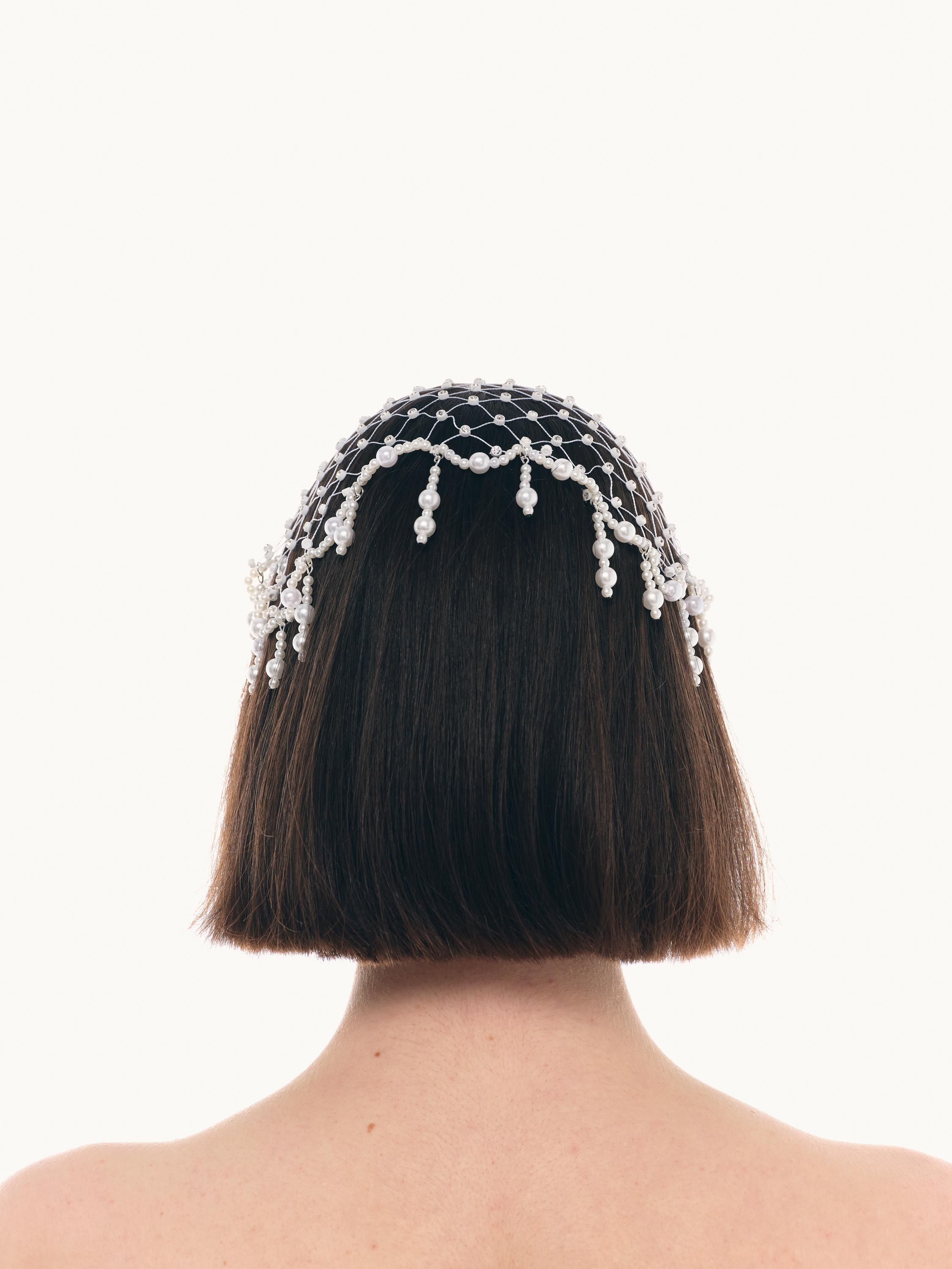 Bridal Pearl Net Headpiece – Handmade Crystal Wedding Hair Veil ...