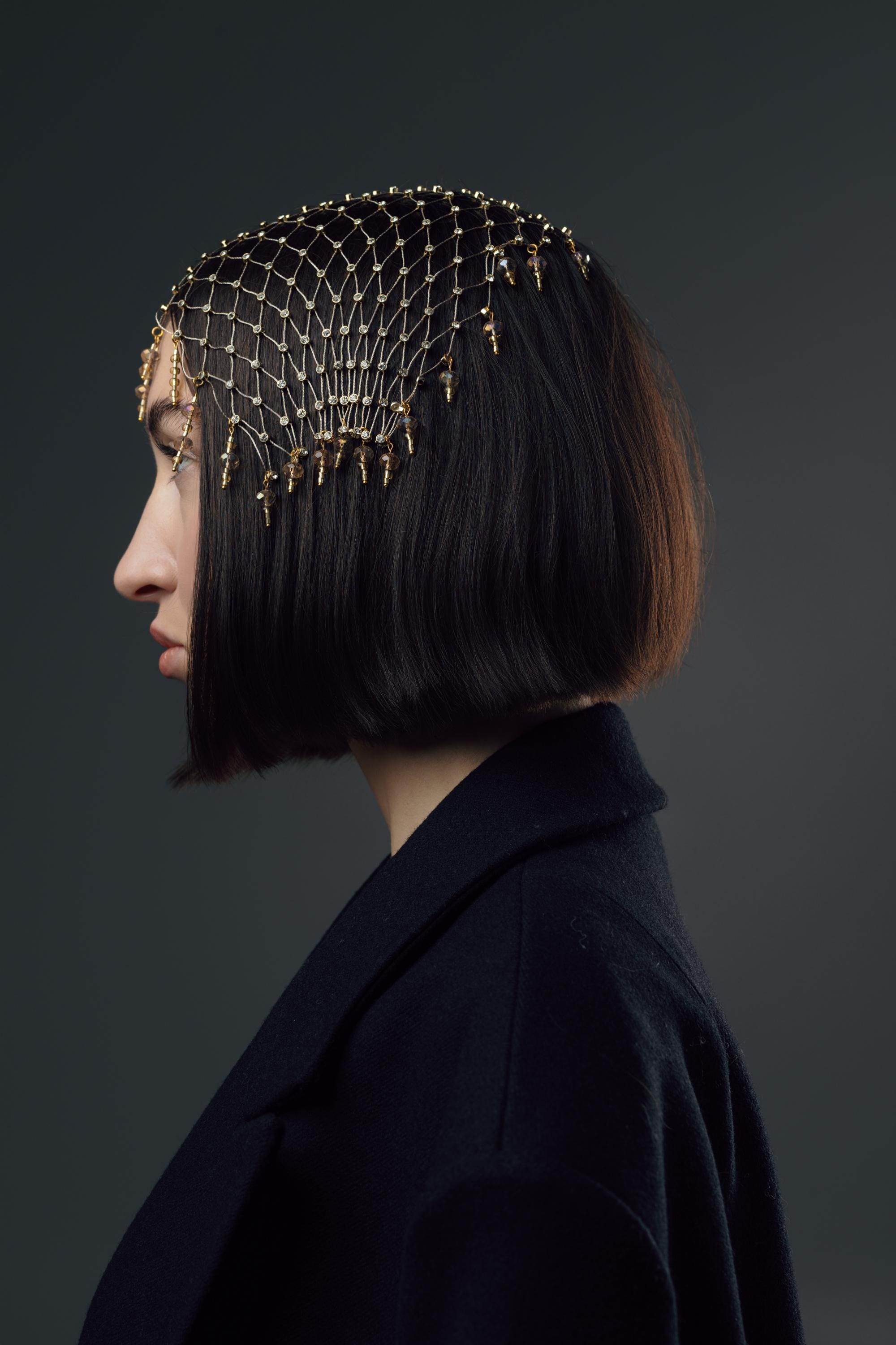 Golden Crystal Mesh Headpiece - Etsy