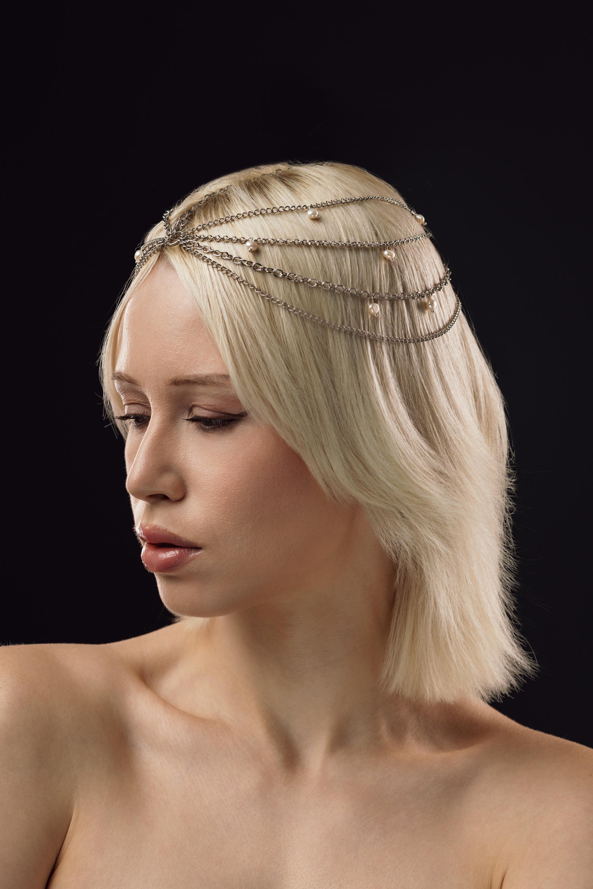 Minimalist Pearl Draped Circlet– Stainless Steel Cosplay Headpiece for ...
