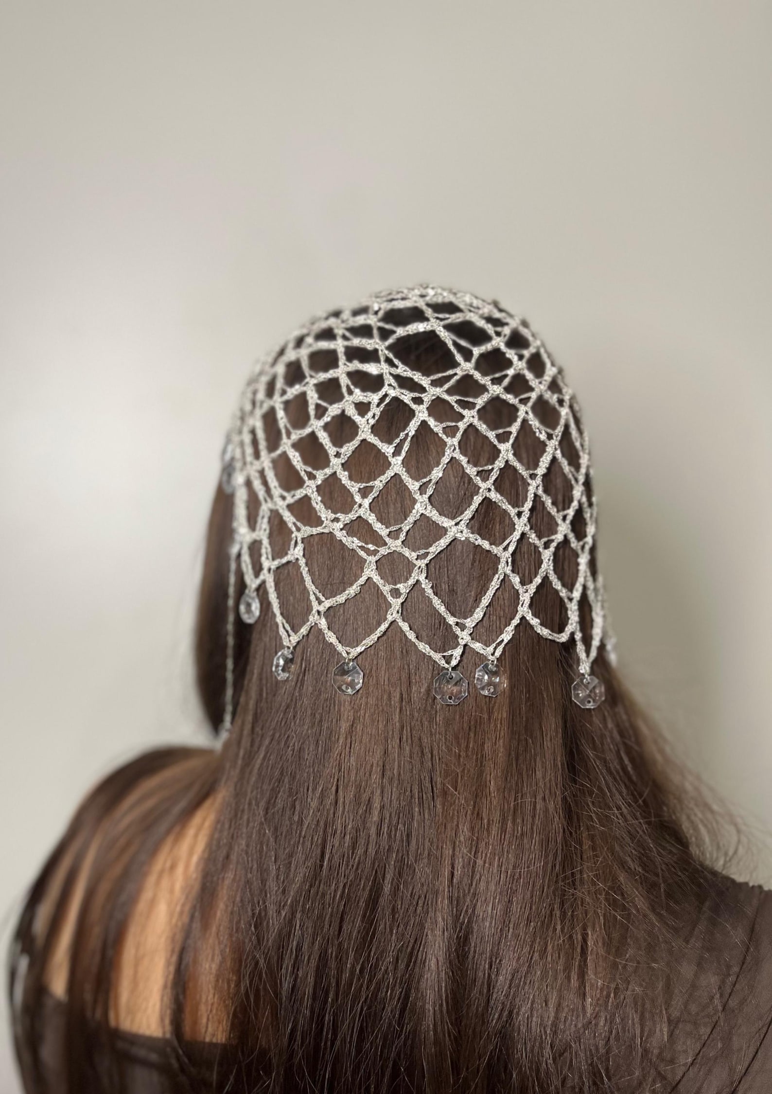 Bridal Cap, Gatsby Crystal Cap, Rhinestone Hair Net, Crystal Headpiece ...