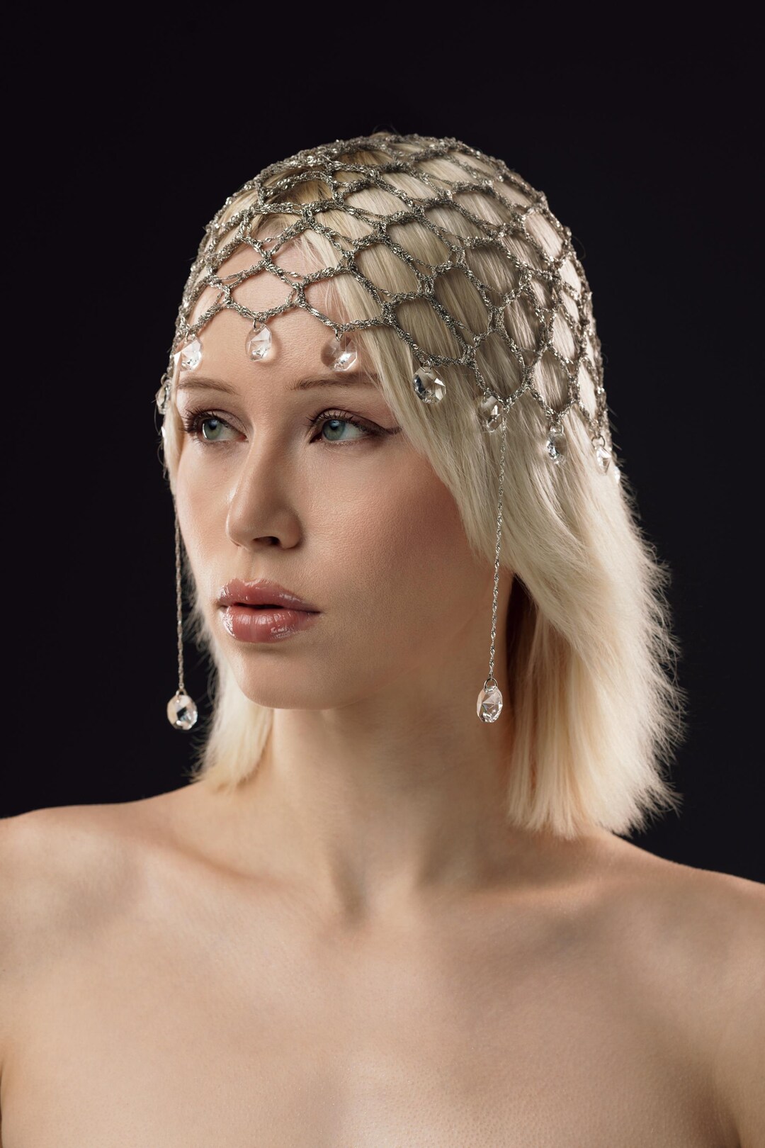 Gatsby Chainmail Cap, Juliet Rhinestone Hair Net, Crystal Headpiece - Etsy