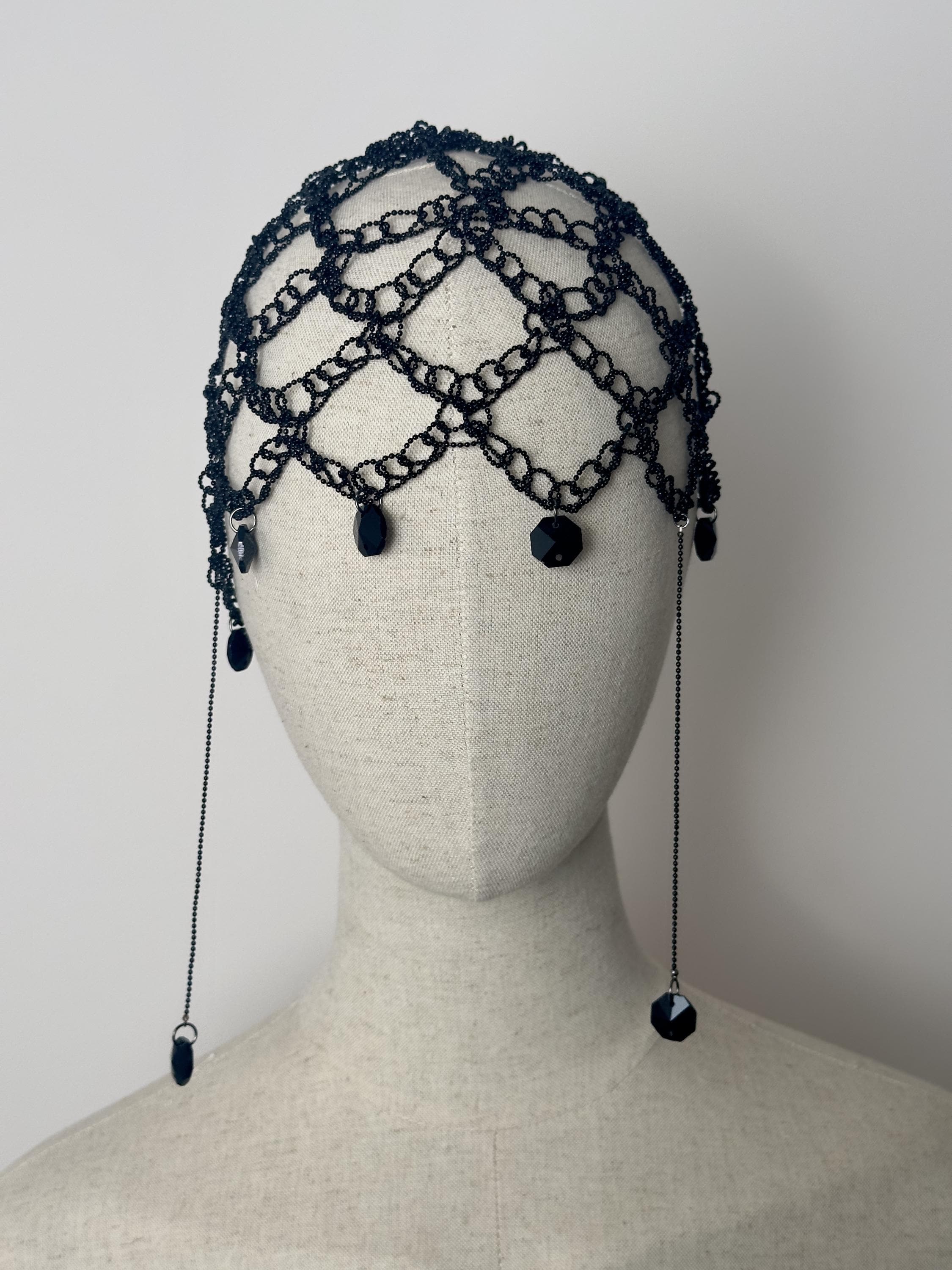 Golden Gatsby Chainmail Cap, Juliet Rhinestone Hair Net, Crystal ...