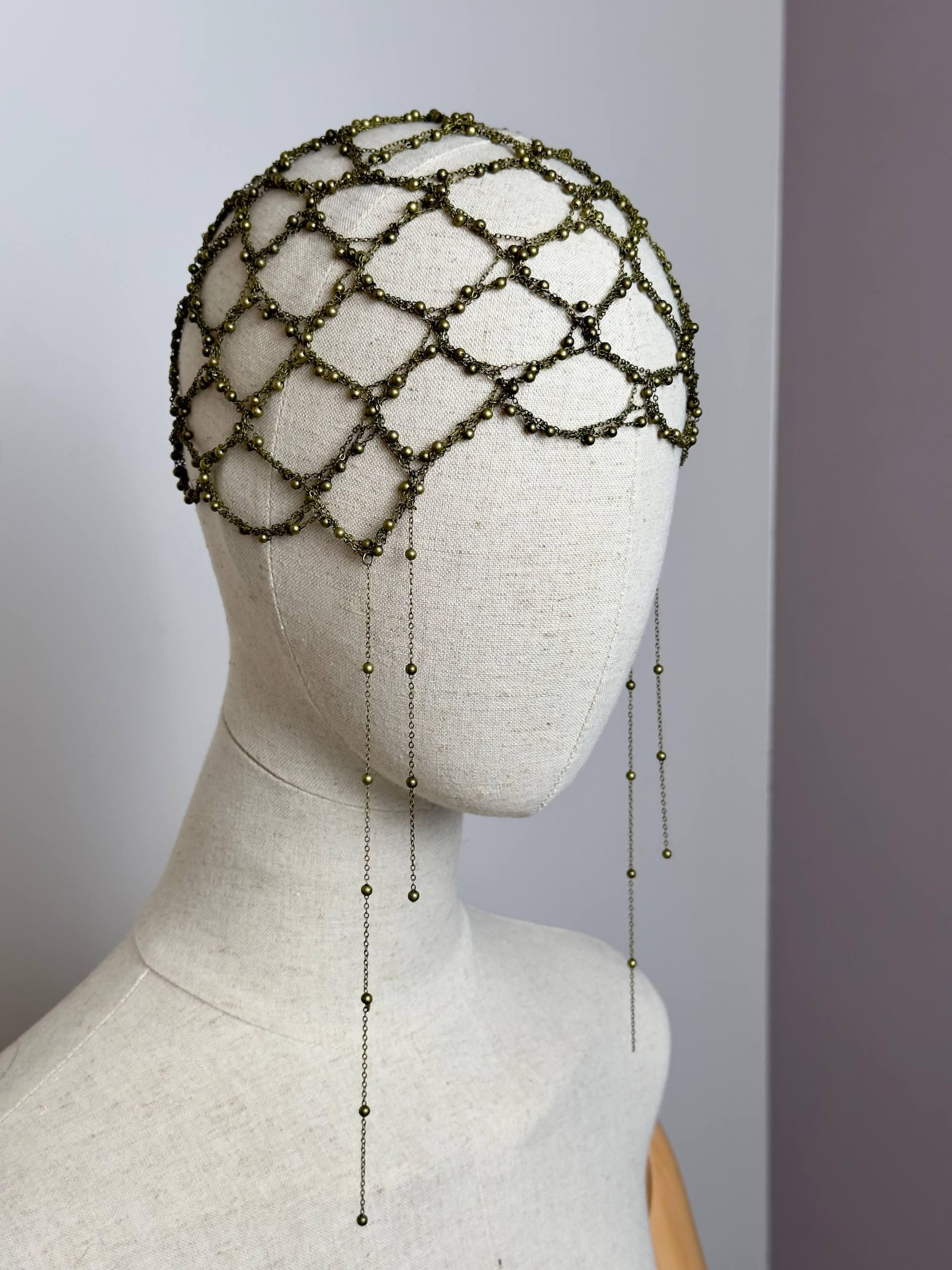 Silver Ball-chain Head Net | Chainmail-inspired Mesh Crown With Temple ...