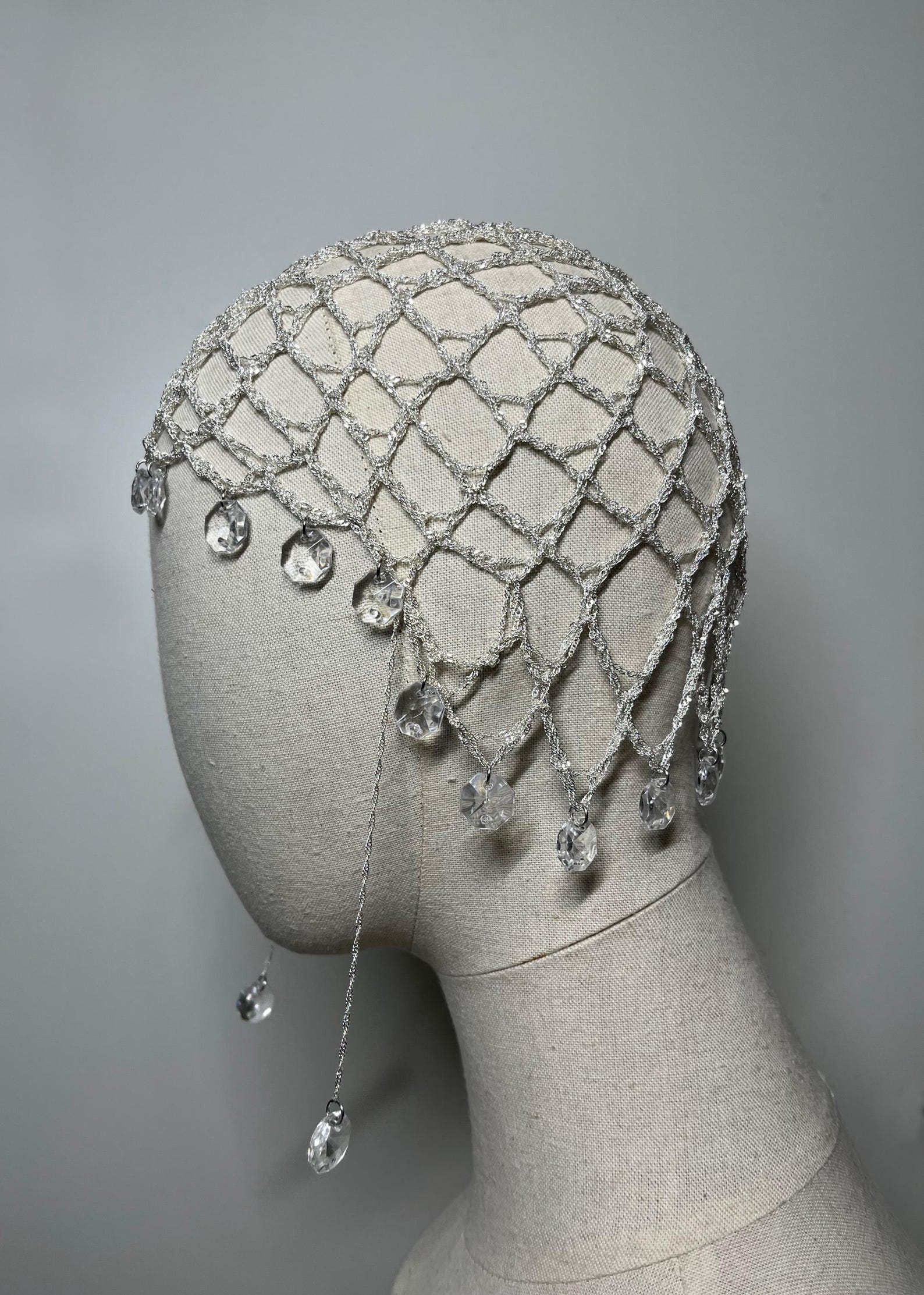 Bridal Cap, Gatsby Crystal Cap, Rhinestone Hair Net, Crystal Headpiece ...