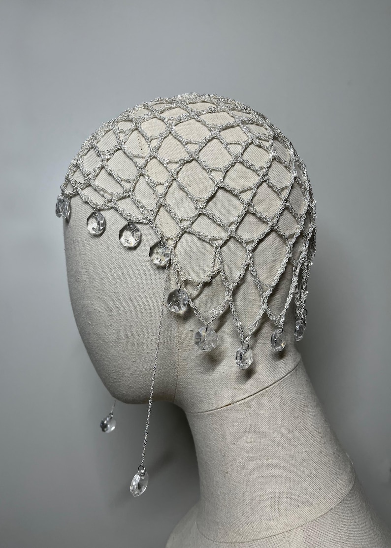 Bridal Cap, Gatsby Crystal Cap, Rhinestone Hair Net, Crystal Headpiece ...