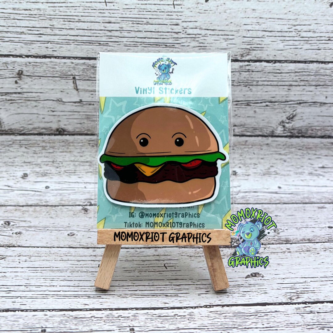Kawaii Vinyl Sticker, Cheeseburger Laptop Decal, Foodie Tumbler Decal ...