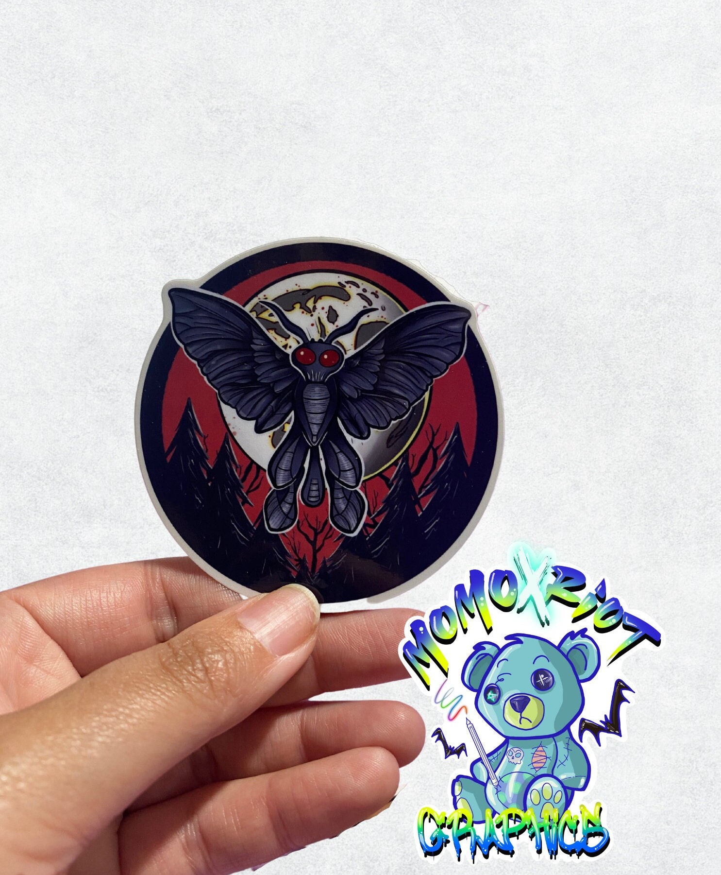Mothman Vinyl Sticker, Cryptid Laptop Decal, Gift for Horror Lover ...