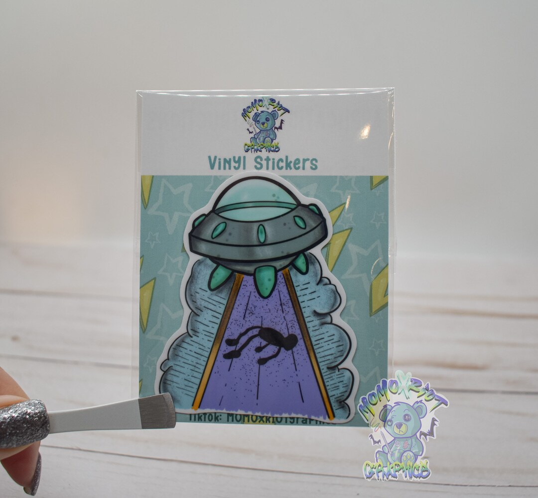 UFO Vinyl Sticker, Alien Abduction Tumbler Decoration, Waterproof ...