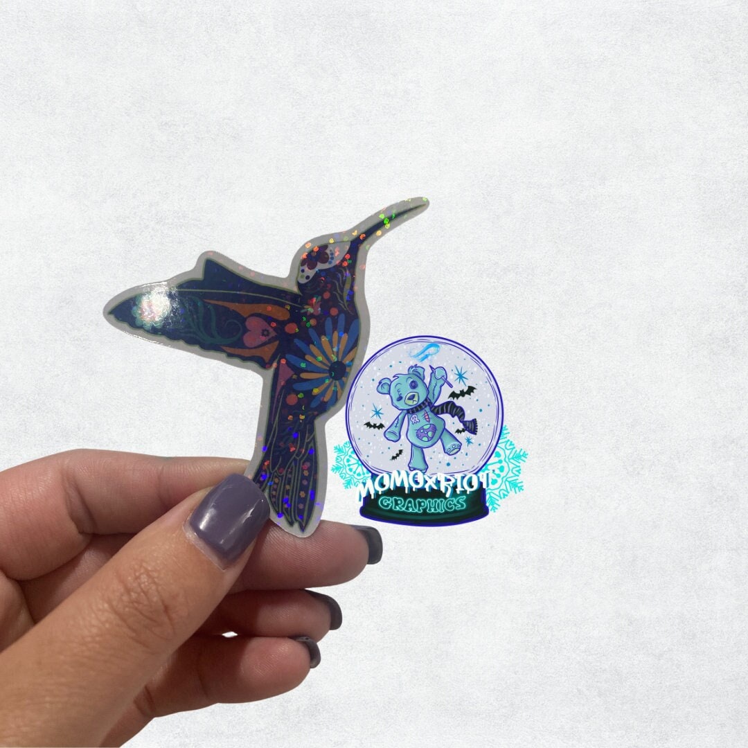 Holographic Hummingbird Vinyl Sticker Floral Laptop Decal - Etsy