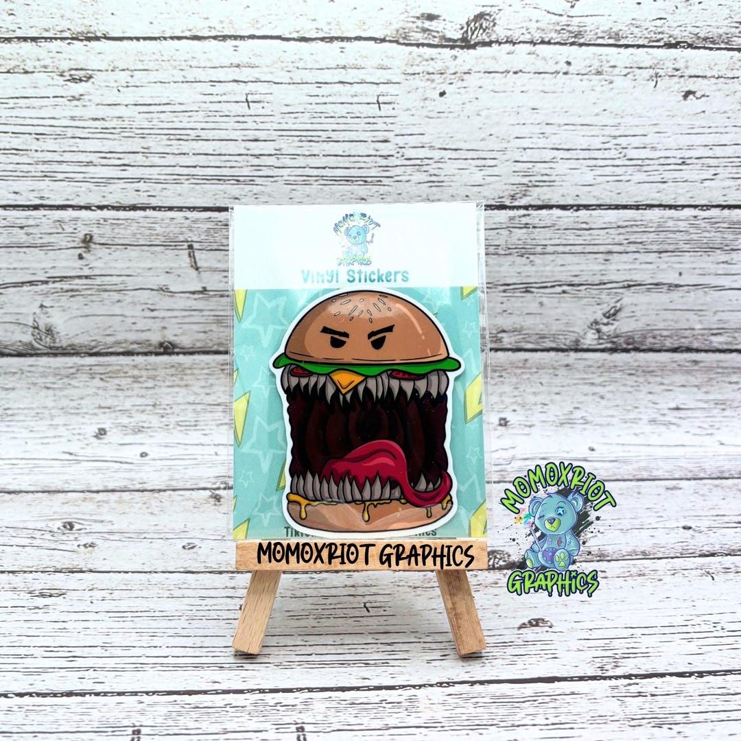 Burger Monster Vinyl Sticker: Waterproof Cheeseburger Decal - Etsy