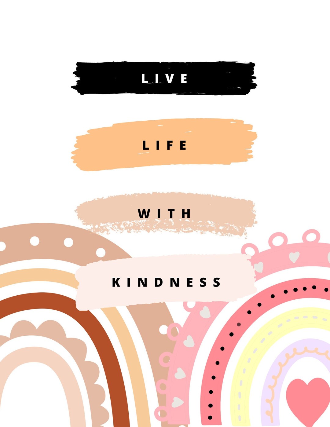Live Life With Kindness Digital Download, Inspirational Wall Décor, 8 ...