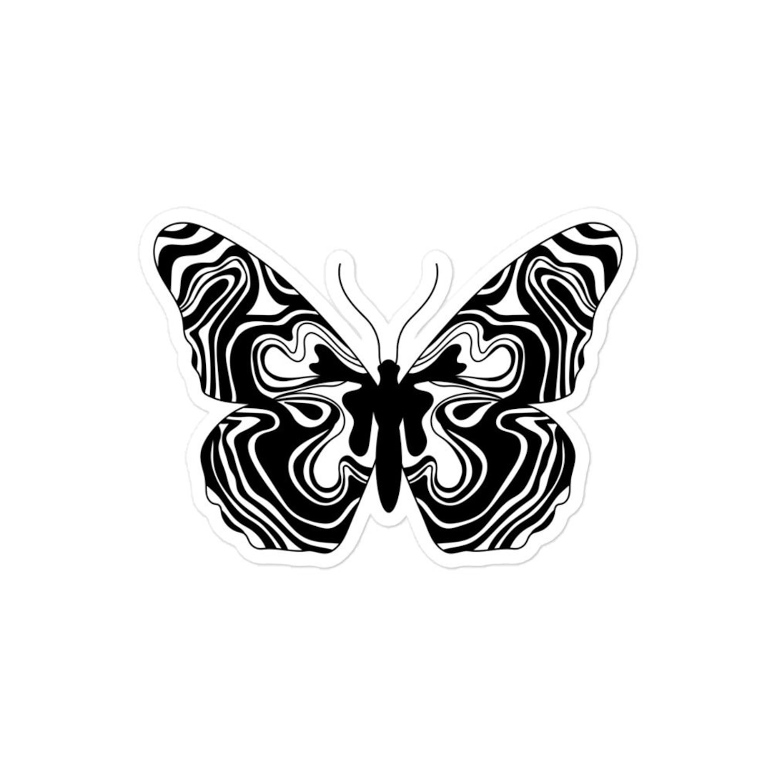 Trippy Butterfly (B/W) Sticker - Etsy