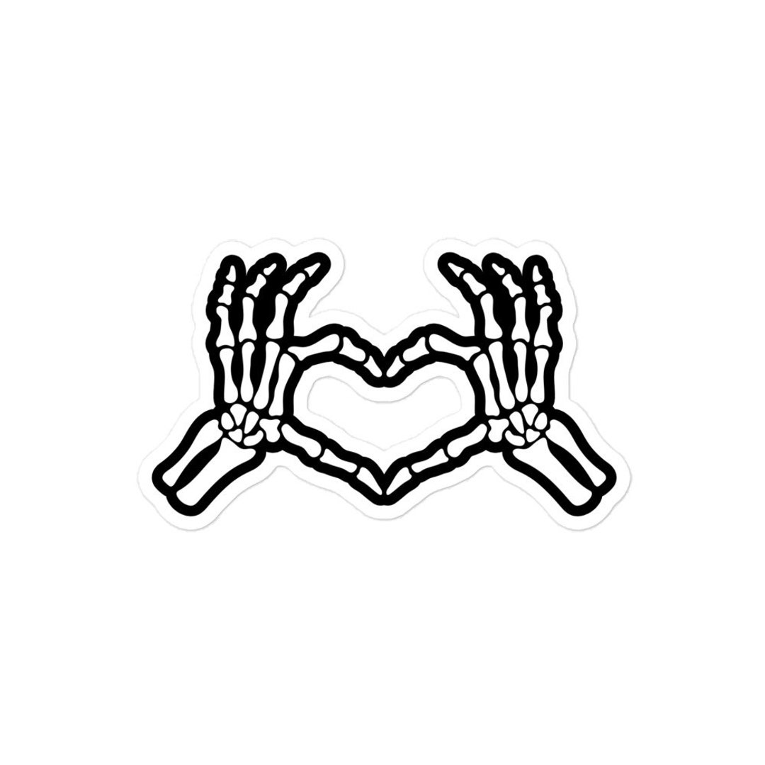 Skeleton Heart Hands Sticker - Etsy