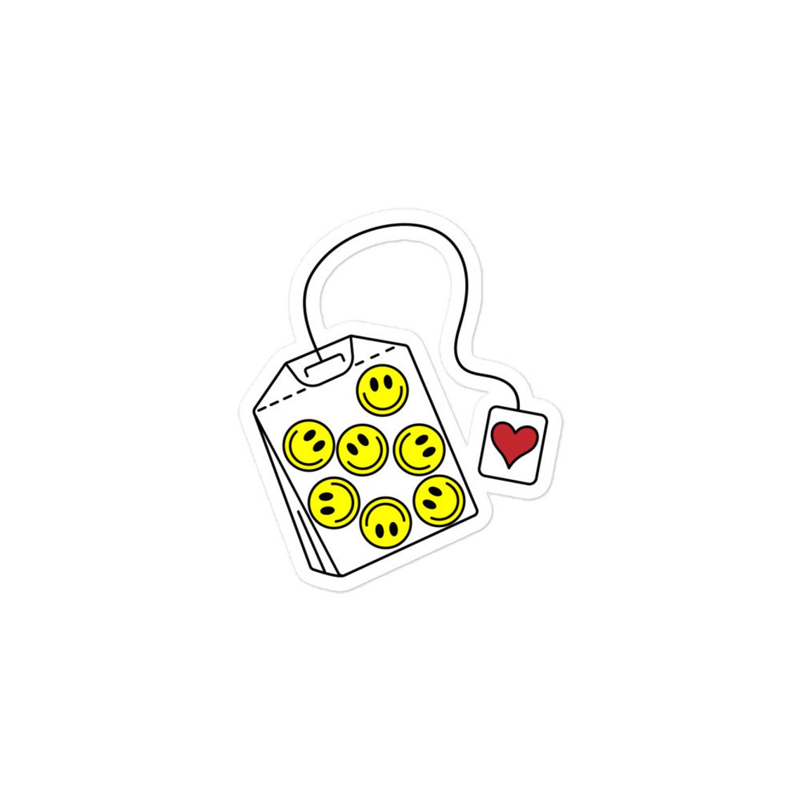 Smiley Face Tea Bag Sticker - Etsy
