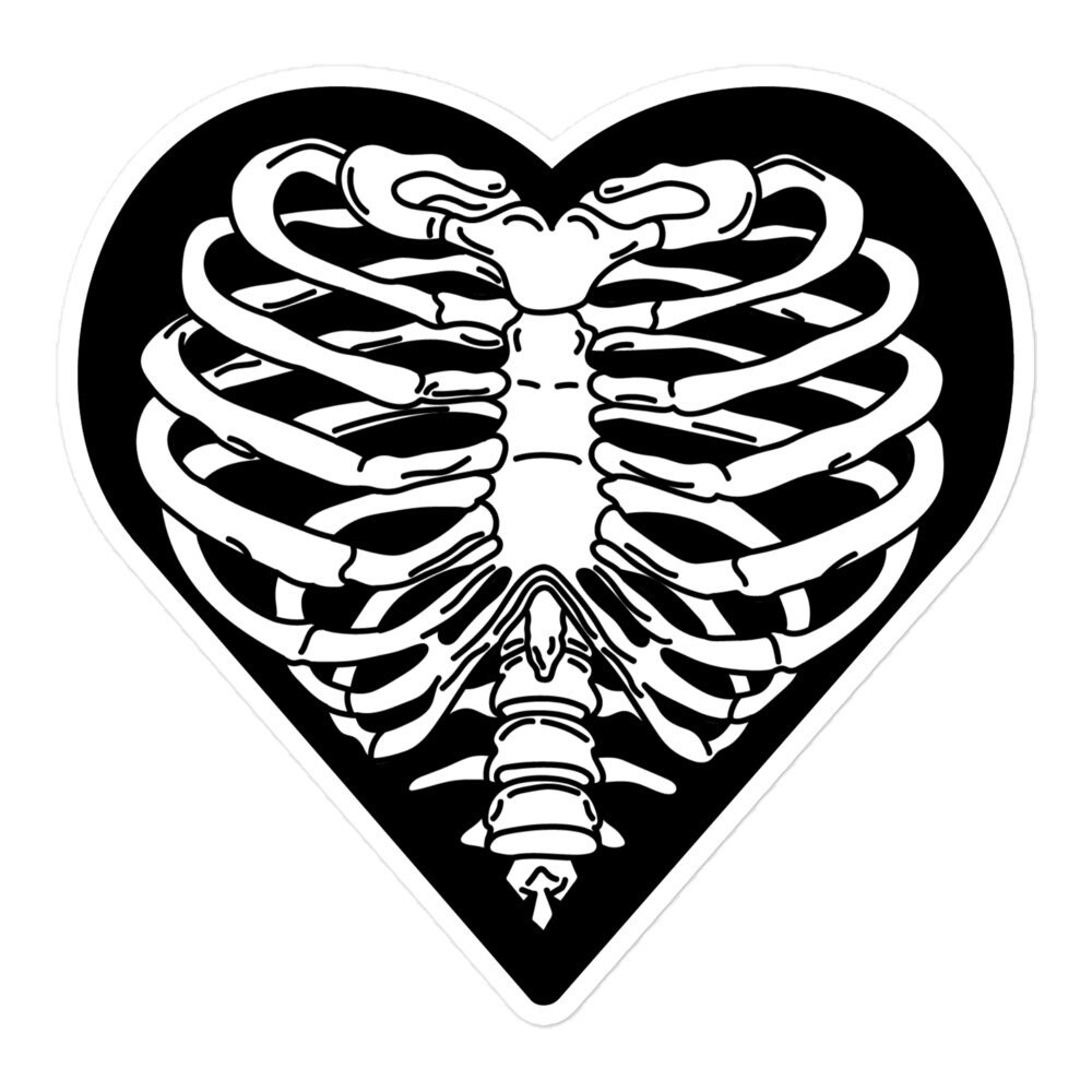 B/W Heart Rib Sticker - Etsy
