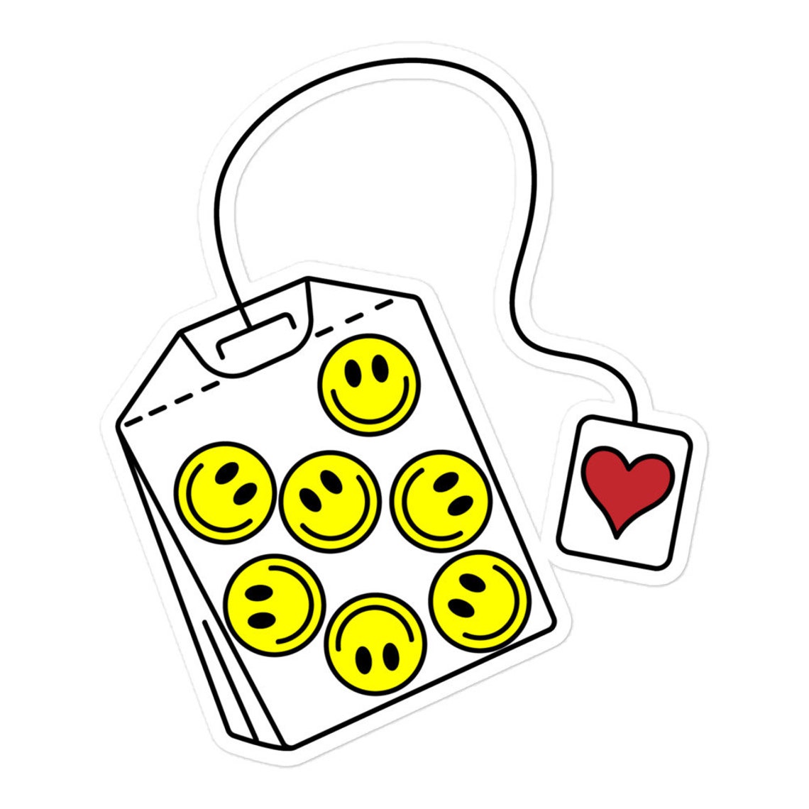 Smiley Face Tea Bag Sticker - Etsy