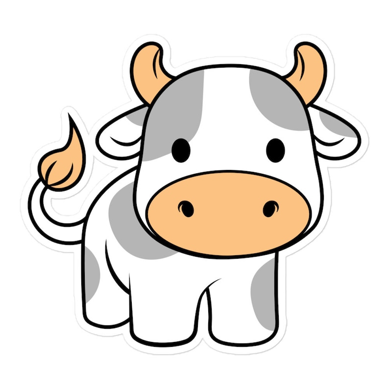 Cartoon Cow Sticker - Etsy