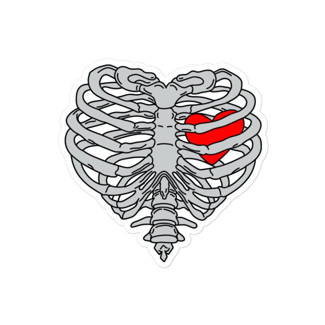 Skeleton Heart Sticker - Etsy