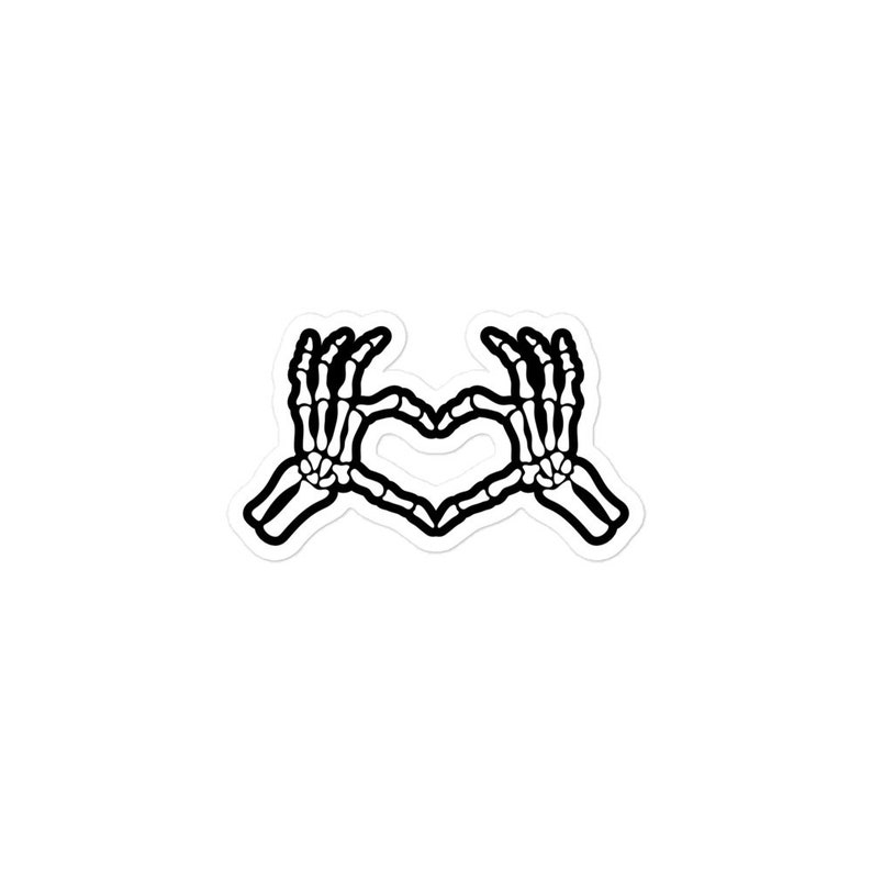 Skeleton Heart Hands Sticker - Etsy