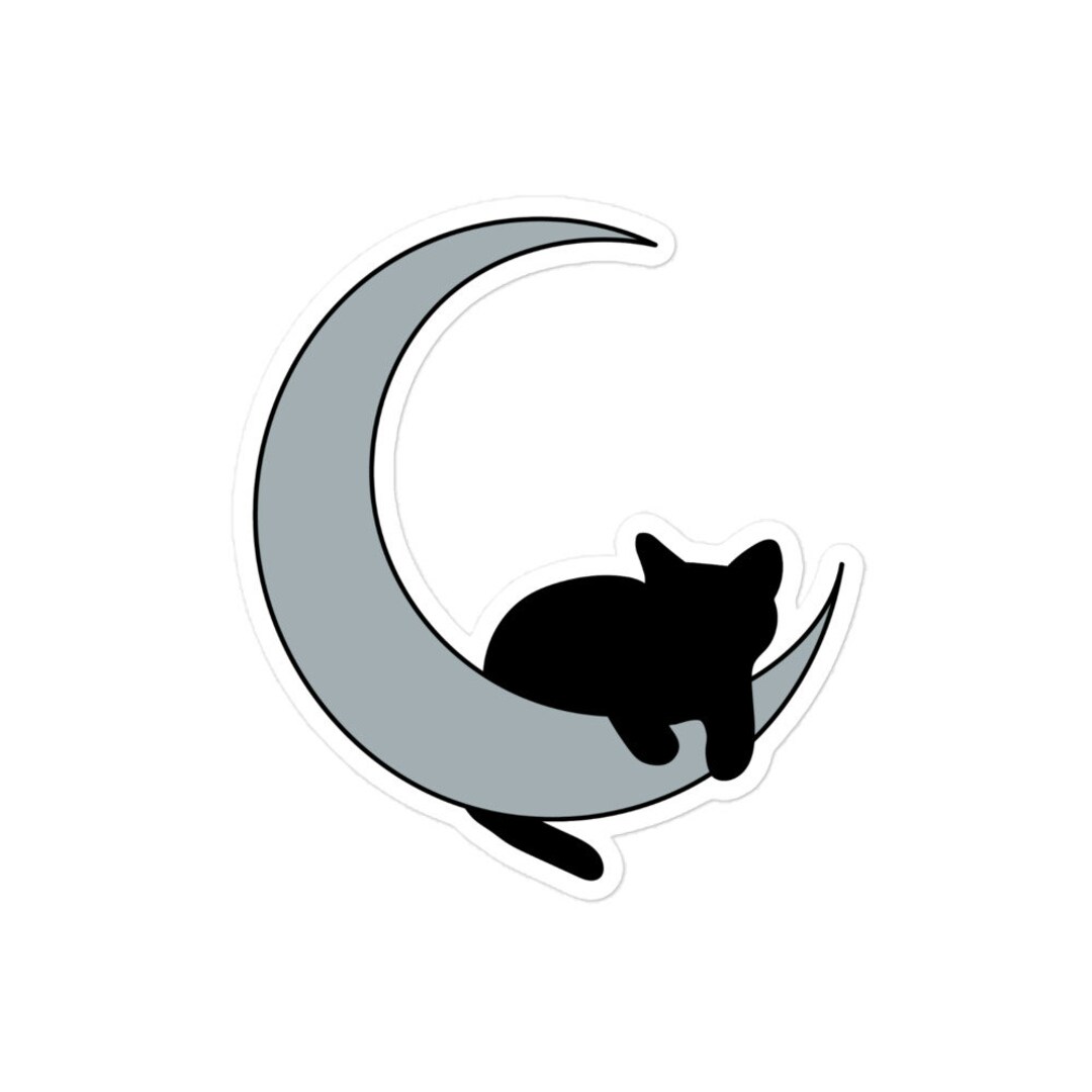 Cat Moon Sticker - Etsy