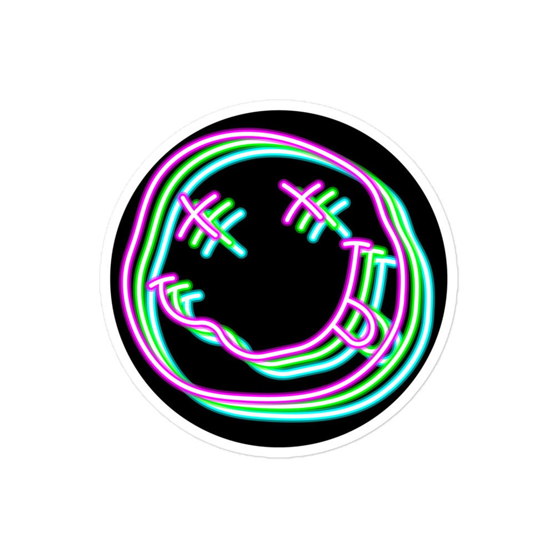 Neon Smiley Face Sticker - Etsy