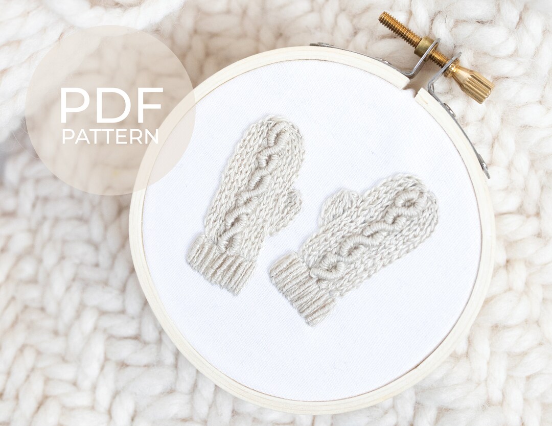 Cable Knit Mittens Digital Embroidery Pattern - Etsy