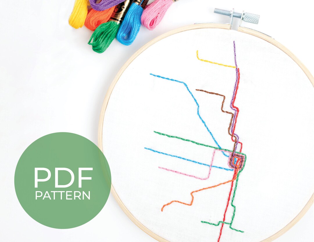 Chicago "l" Map Digital Embroidery Pattern - Etsy