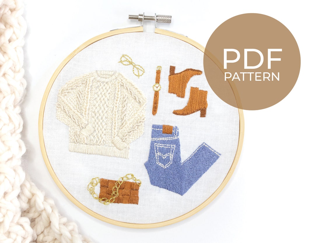 Styling a Knit Sweater Digital Embroidery Pattern - Etsy