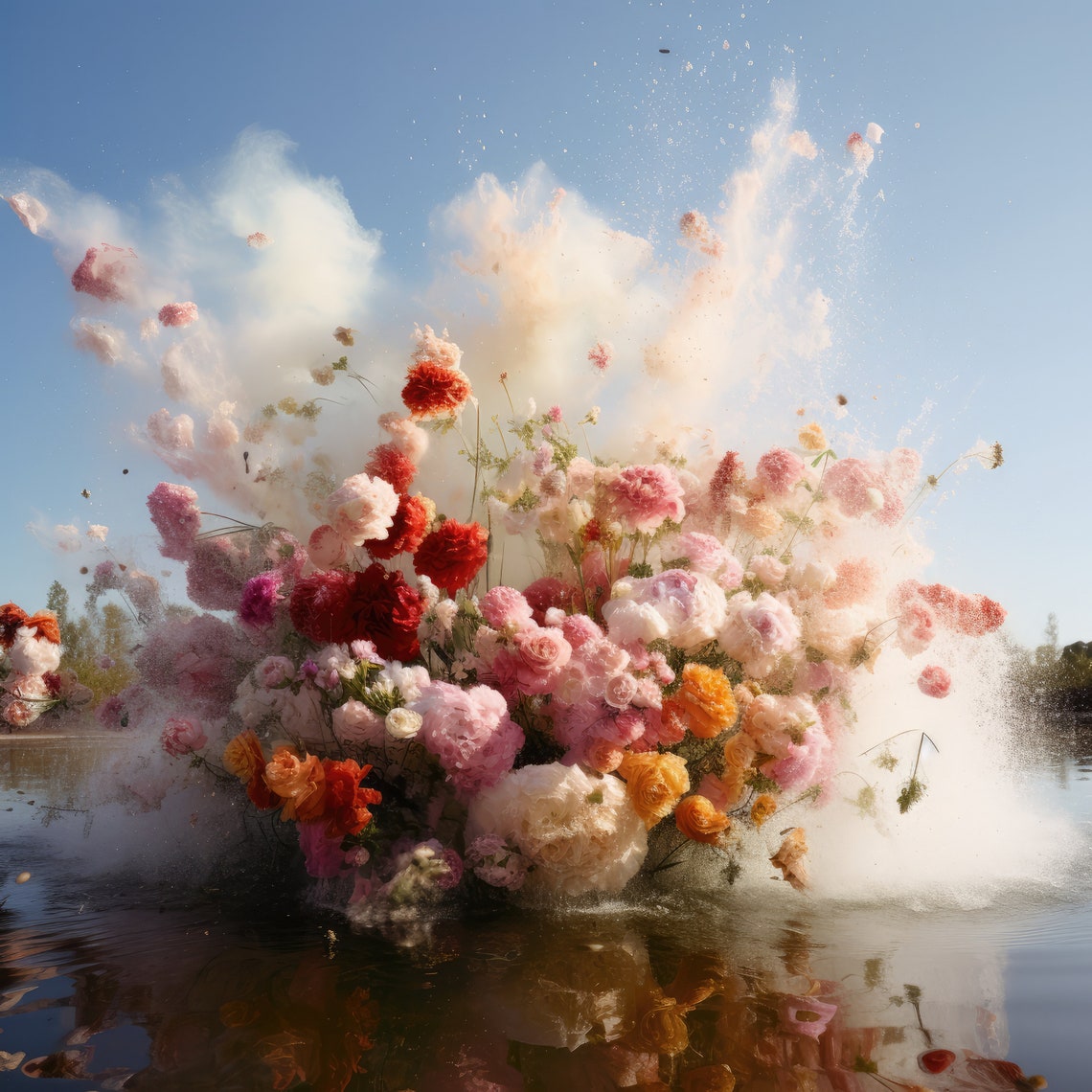 Exploding Flowers - Contemporary Digital Wall Art - Etsy