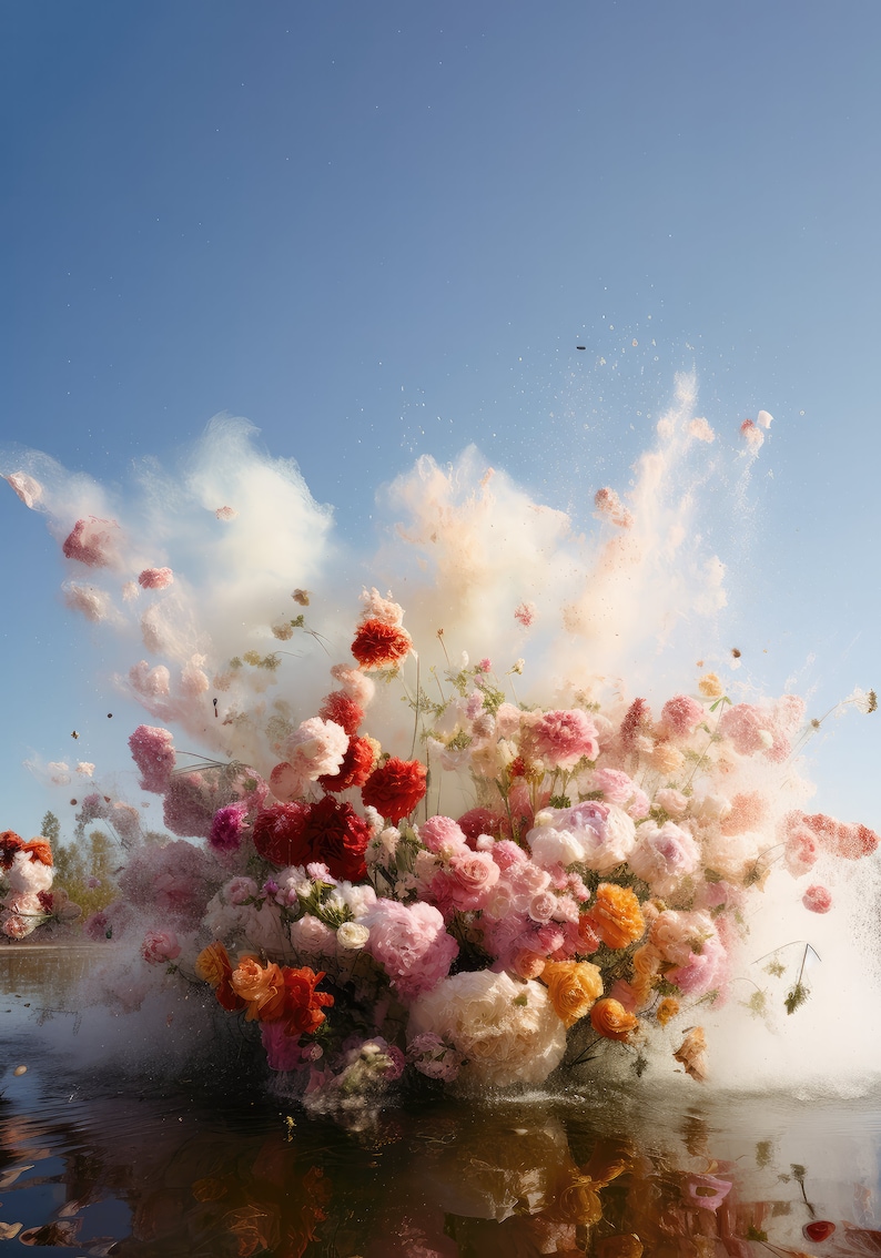 Exploding Flowers - Contemporary Digital Wall Art - Etsy