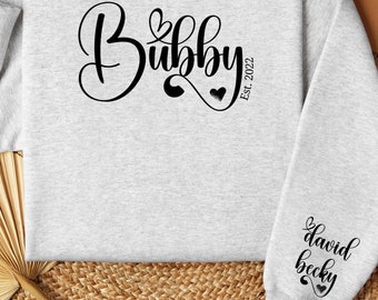 Personalized Bubby Sweatshirt With Grandkids Names on Sleeve Gift for ...