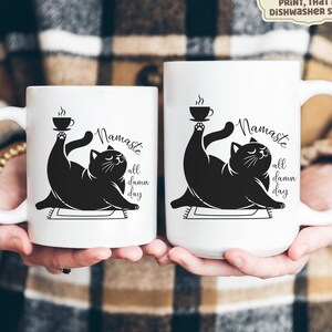 Punny Funny Cat Yoga Coffee Mug Gifts for Prenatal Yoga Ashtanga ...