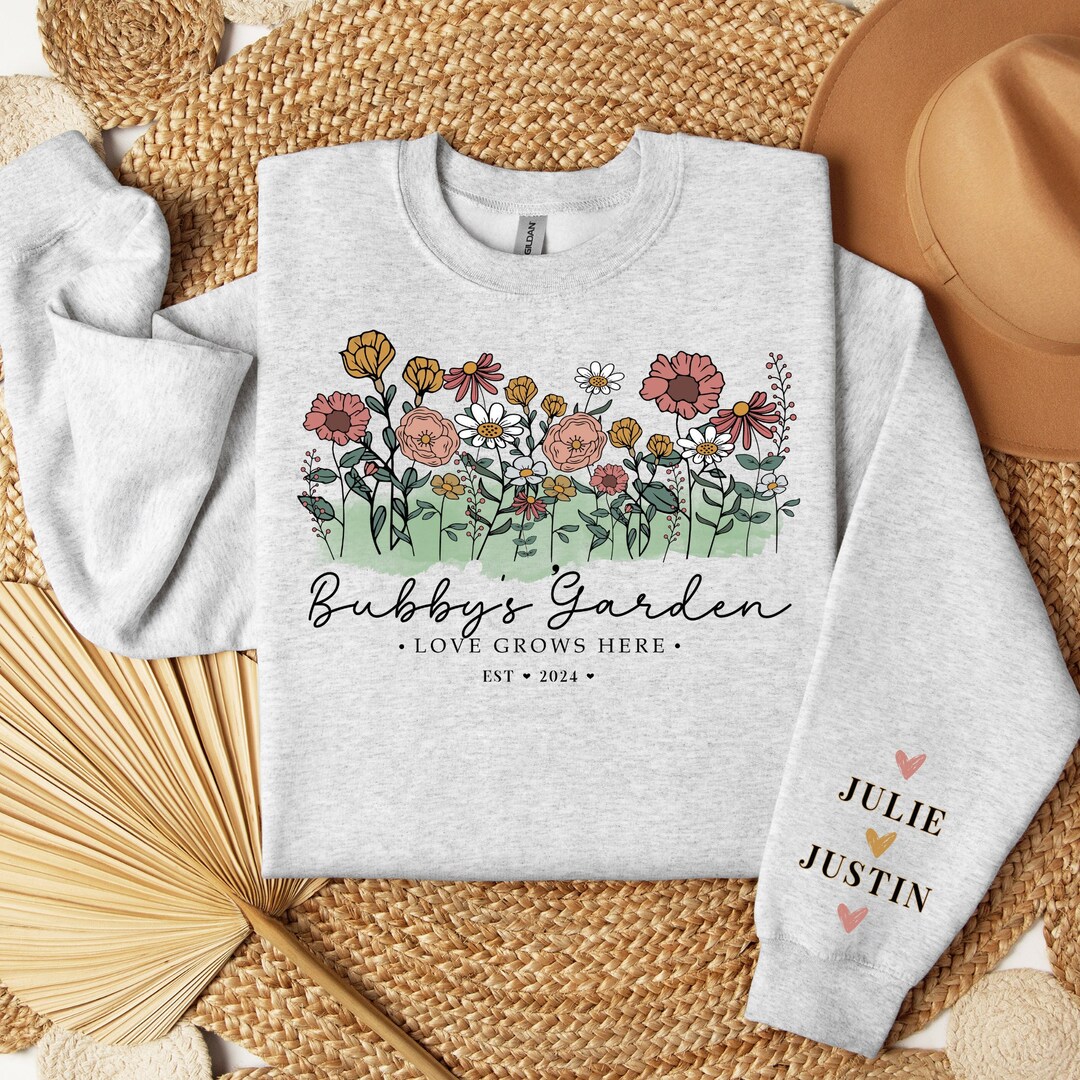 Personalized Bubby Sweatshirt With Grandkids Names on Sleeve Gift for ...